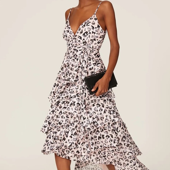 Hutch | Dresses | Hutch Elsa Pink Black Animal Print Ruffle Highlow ...